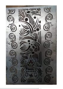 cnc plasma kalash shubh labh with lotus door svg/dxf design – Makerbhawan